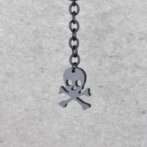 Black Keychain, Gothic Key Holder, Matte Black Key Clip, Skull Keychain ...