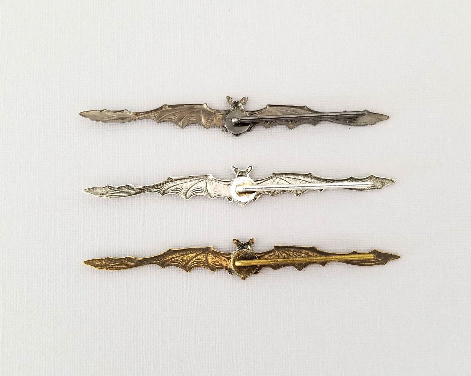 Flying Bat Hair Pin Gunmetal Black Bat Silver Bat Brass | Etsy