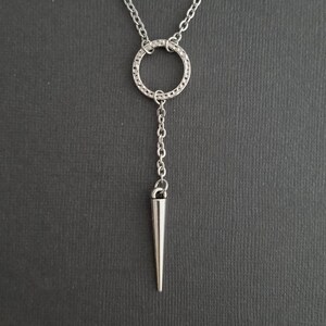 Spike Necklace, Long Silver Spike Jewelry, Edgy Punk Metal, Minimal ...