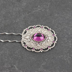 Purple Hair Pin, Amethyst Hair Jewelry, Victorian Wedding, Silver ...
