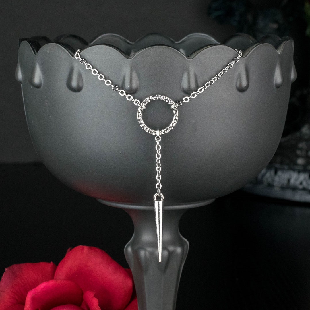 Spike Necklace, Long Silver Spike Jewelry, Edgy Punk Metal, Minimal ...