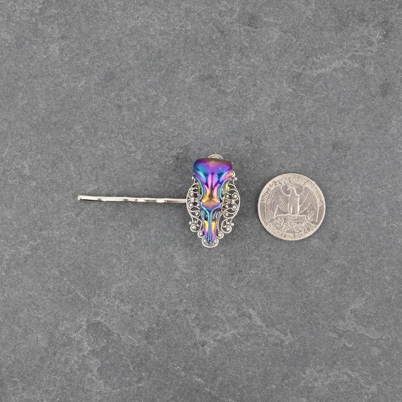 Rainbow Raven Skull Hair Pins Crow Head Bobby Pins Oil Slick | Etsy