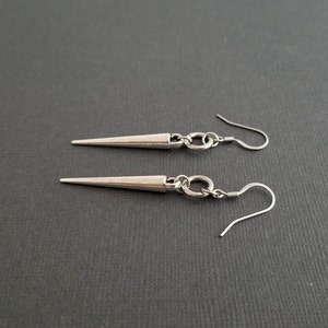 Urban Spike Earrings, Long Silver Dangles, Edgy Punk Gothic Jewelry ...