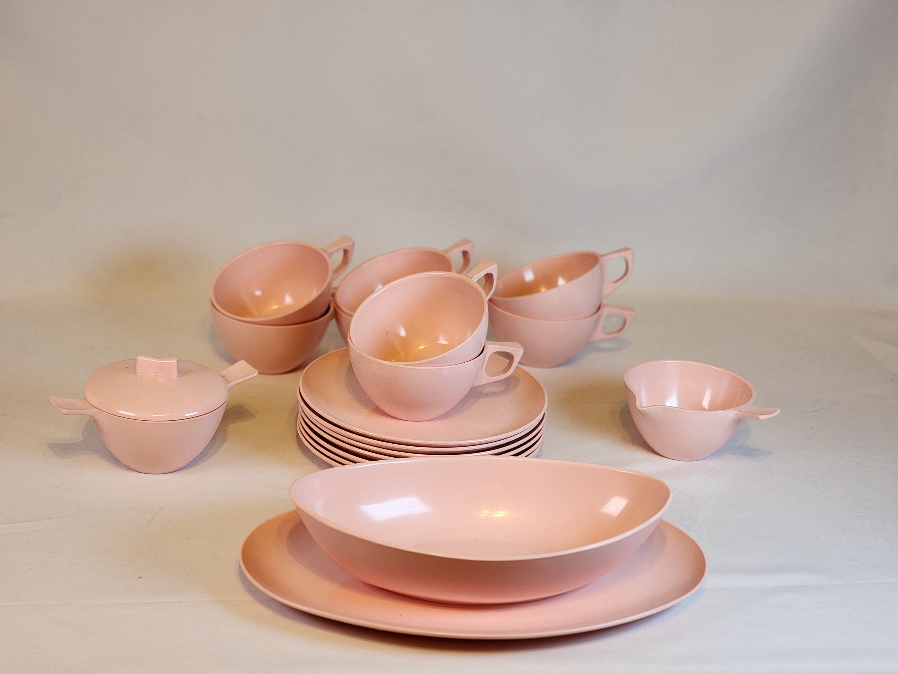 19 Piece Melmac Pink Dinnerware, Melmac Dinnerware Set 1950's, Melamine ...