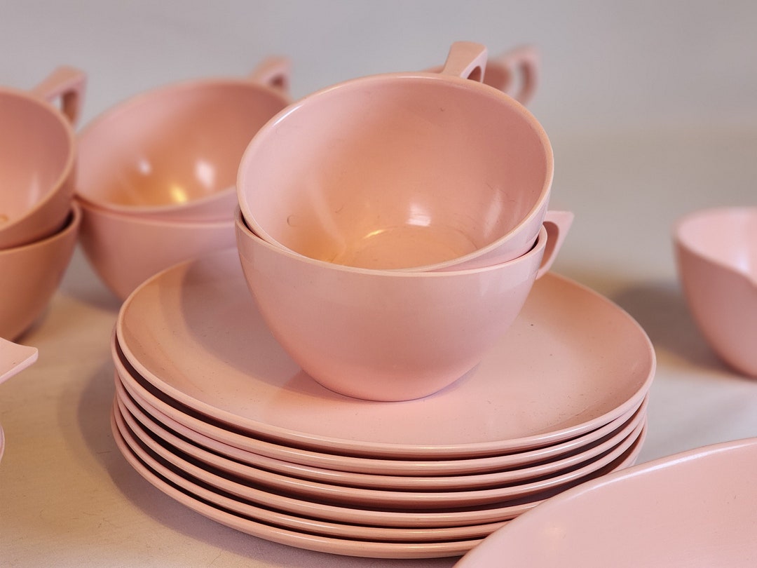 19 Piece Melmac Pink Dinnerware, Melmac Dinnerware Set 1950's, Melamine ...