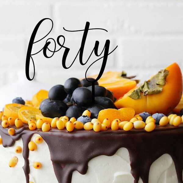 Forty Script Cake Topper - Etsy UK