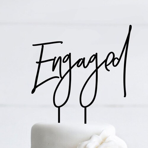 Engaged Cake Topper Modern Script Custom Cake Toppers - Etsy
