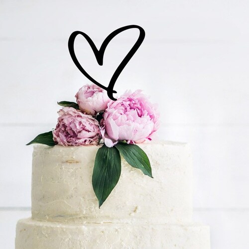 Heart Wedding Cake Topper Wedding Cake Topper or Engagement - Etsy