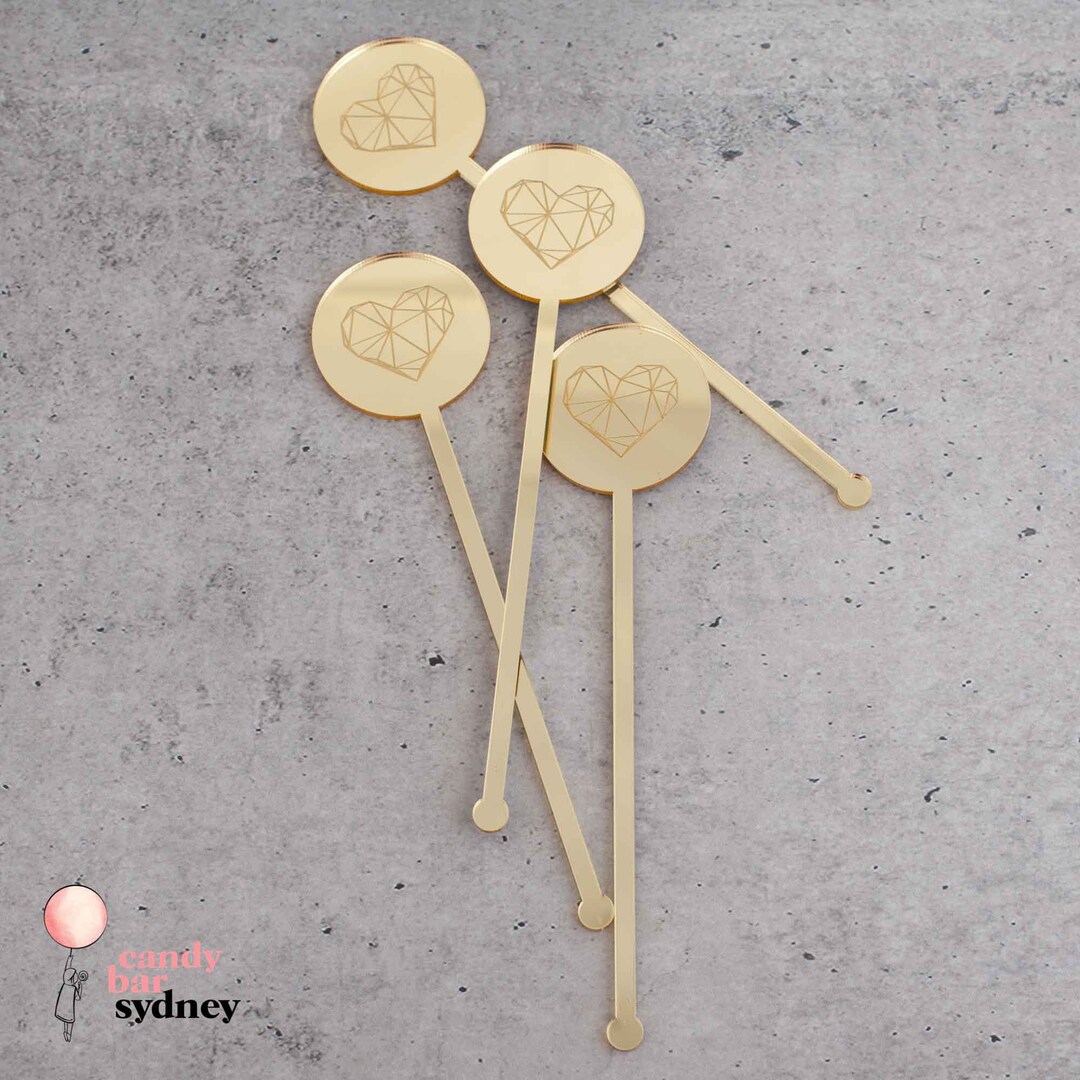 Geometric Heart Drink Stirrers Custom Wedding Gifts Acrylic Drink ...