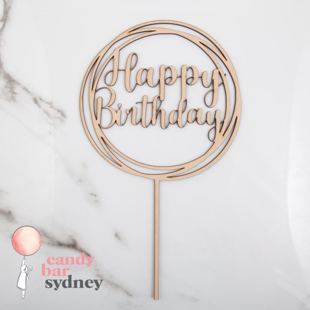 Round Swirl Happy Birthday Cake Topper Birthday Party Decorations ...