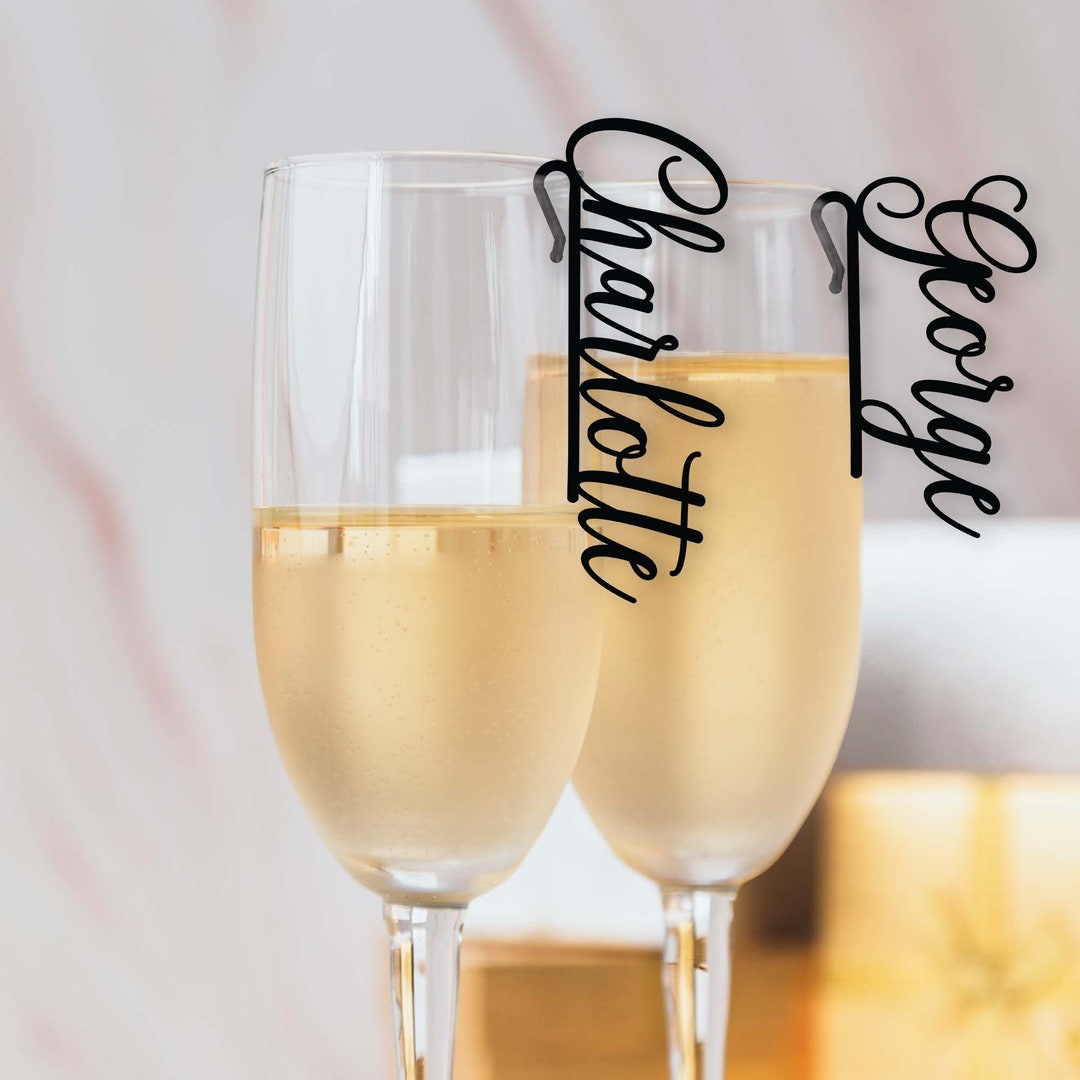 Custom Drink Charms, Personalised Wine Charm Wedding, Champagne Flute ...