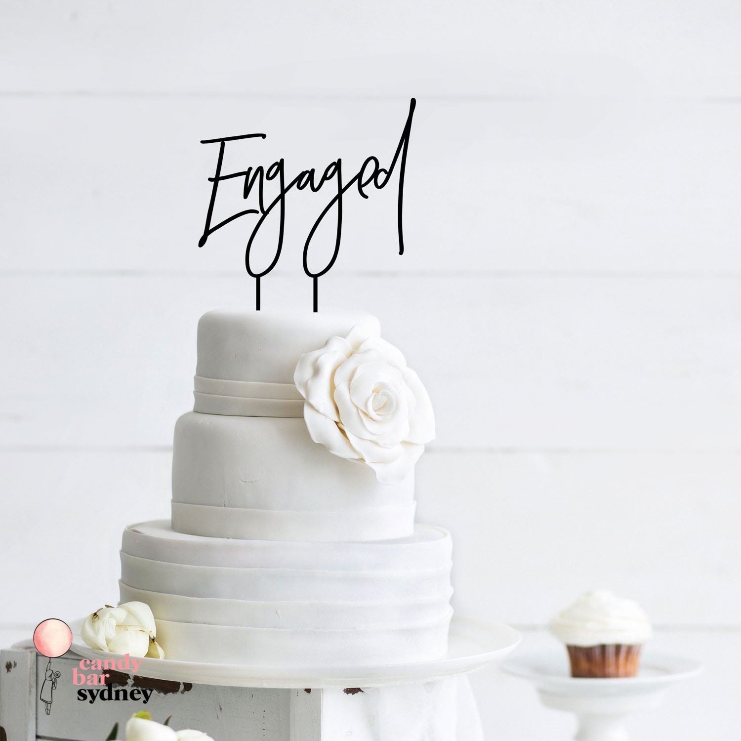Engaged Cake Topper Modern Script Custom Cake Toppers - Etsy