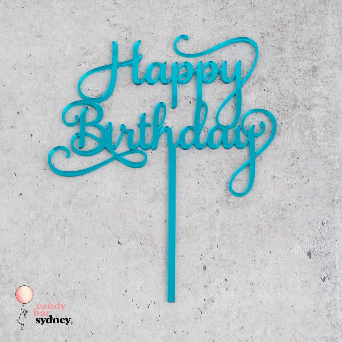 Happy Birthday Cake Topper Cursive Style 1 Custom Cake Etsy