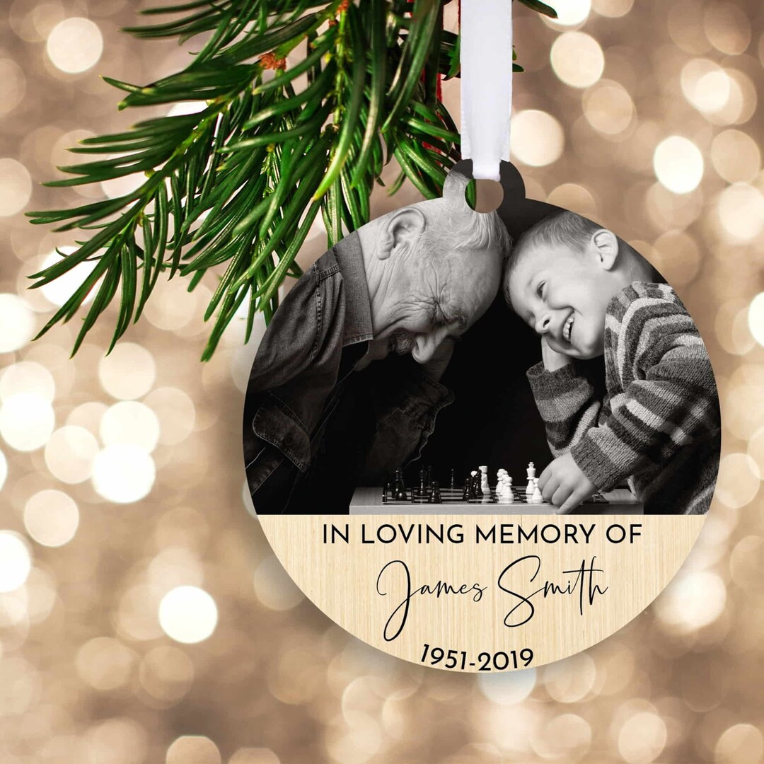 Personalised Memorial Christmas Photo Bauble Christmas Tree Ornaments ...