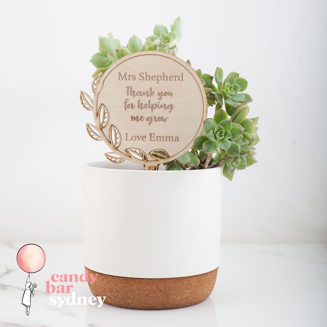 Teacher's Gift Personalised Planter Stick Custom Gifts Engraved ...