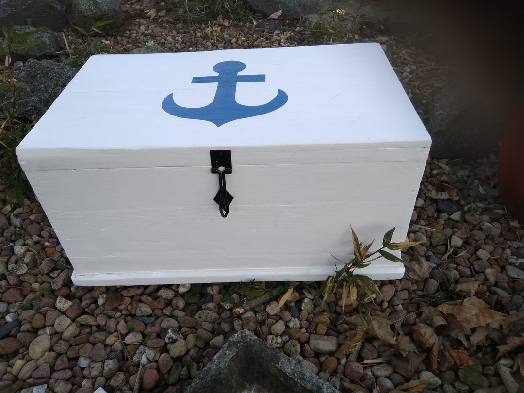 Antique Maritime Wooden Chest / Treasure Chest With Anchor - Etsy