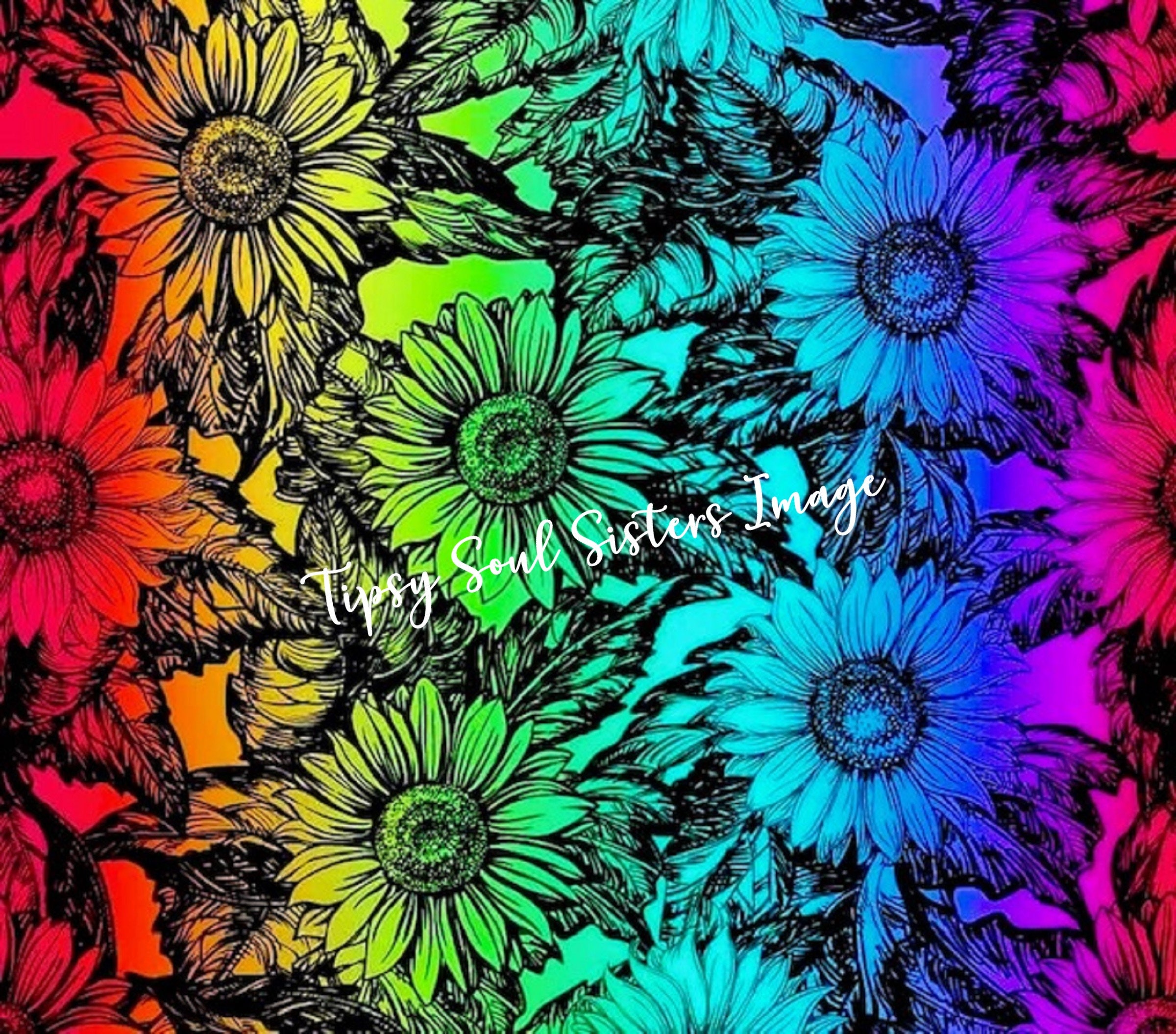 Neon Rainbow Sunflowers Sublimation Graphic Design/image/clip Art ...