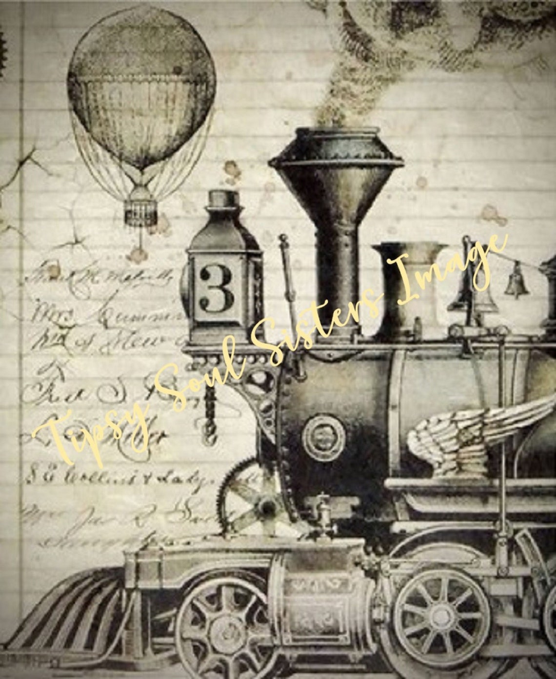 Steampunk Train Sublimation Graphic Design/image/background/backdrop ...