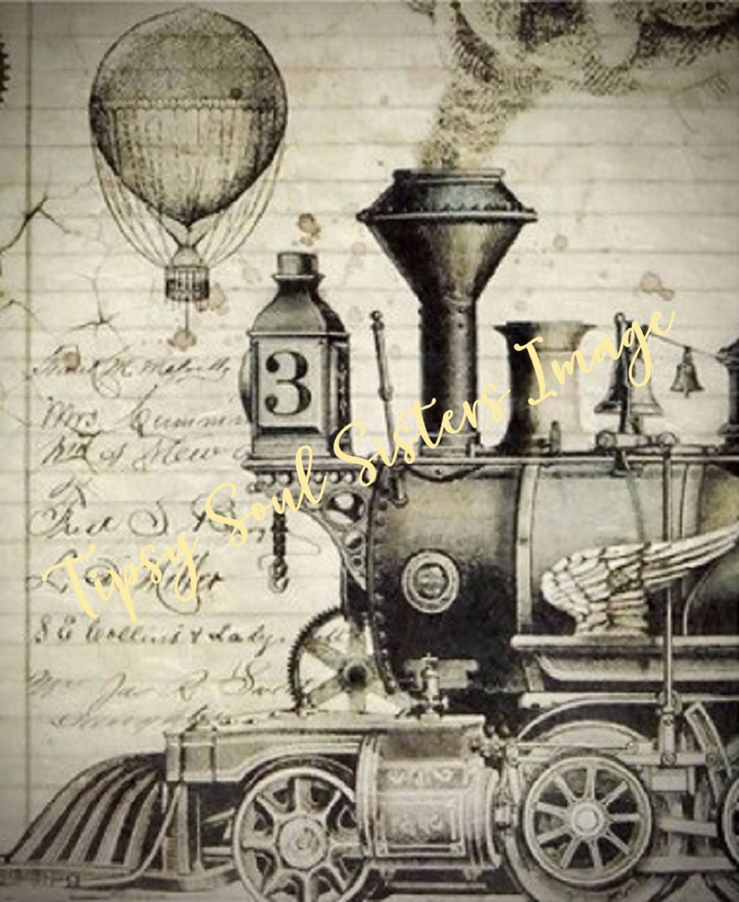 Steampunk Train Sublimation Graphic Design/image/background/backdrop ...