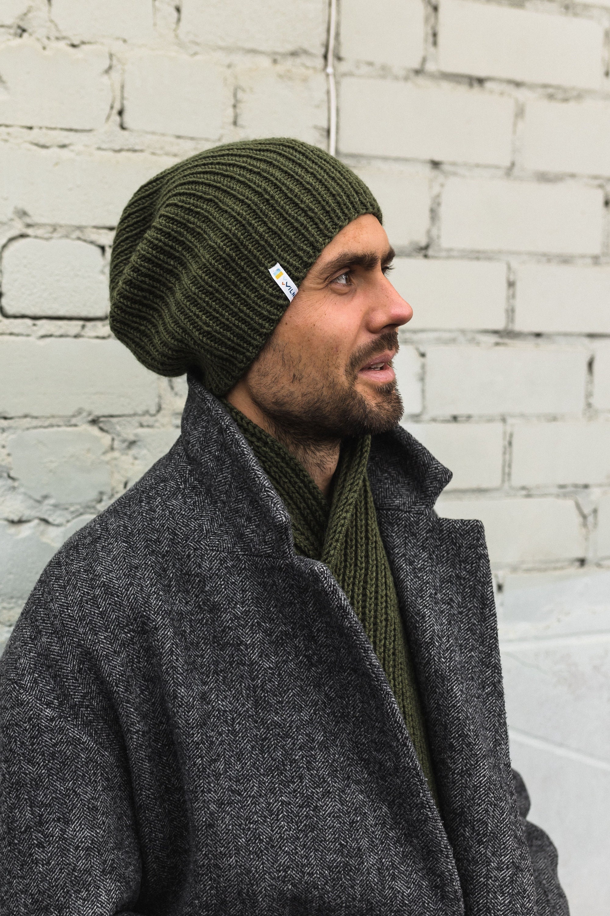 Men's Hat and Scarf Set Hand Knitted in Ukraine, Masculine Crochet ...