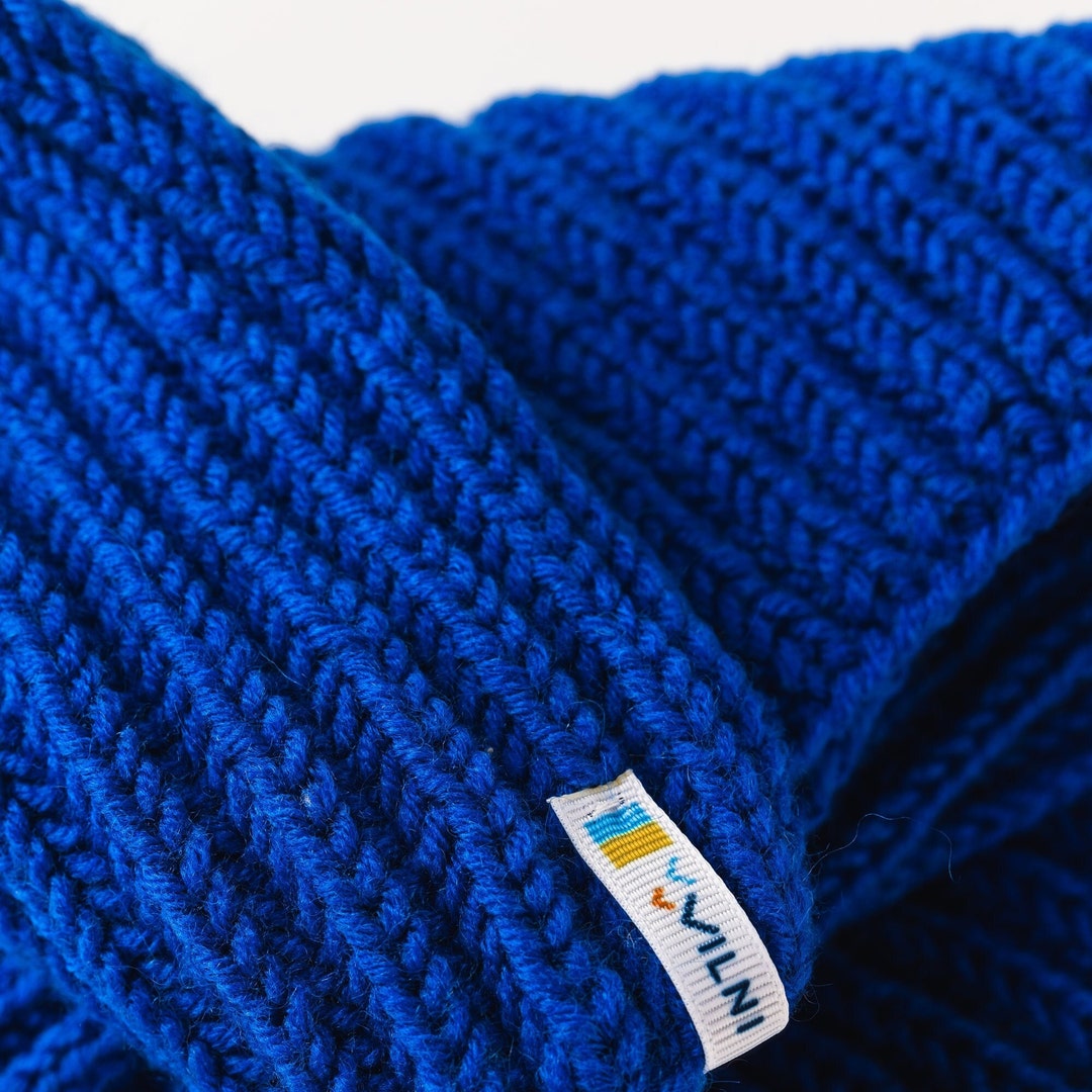 Blue Hand Knit Scarf Made in Ukraine for Her and Him Trendy Knitwear ...