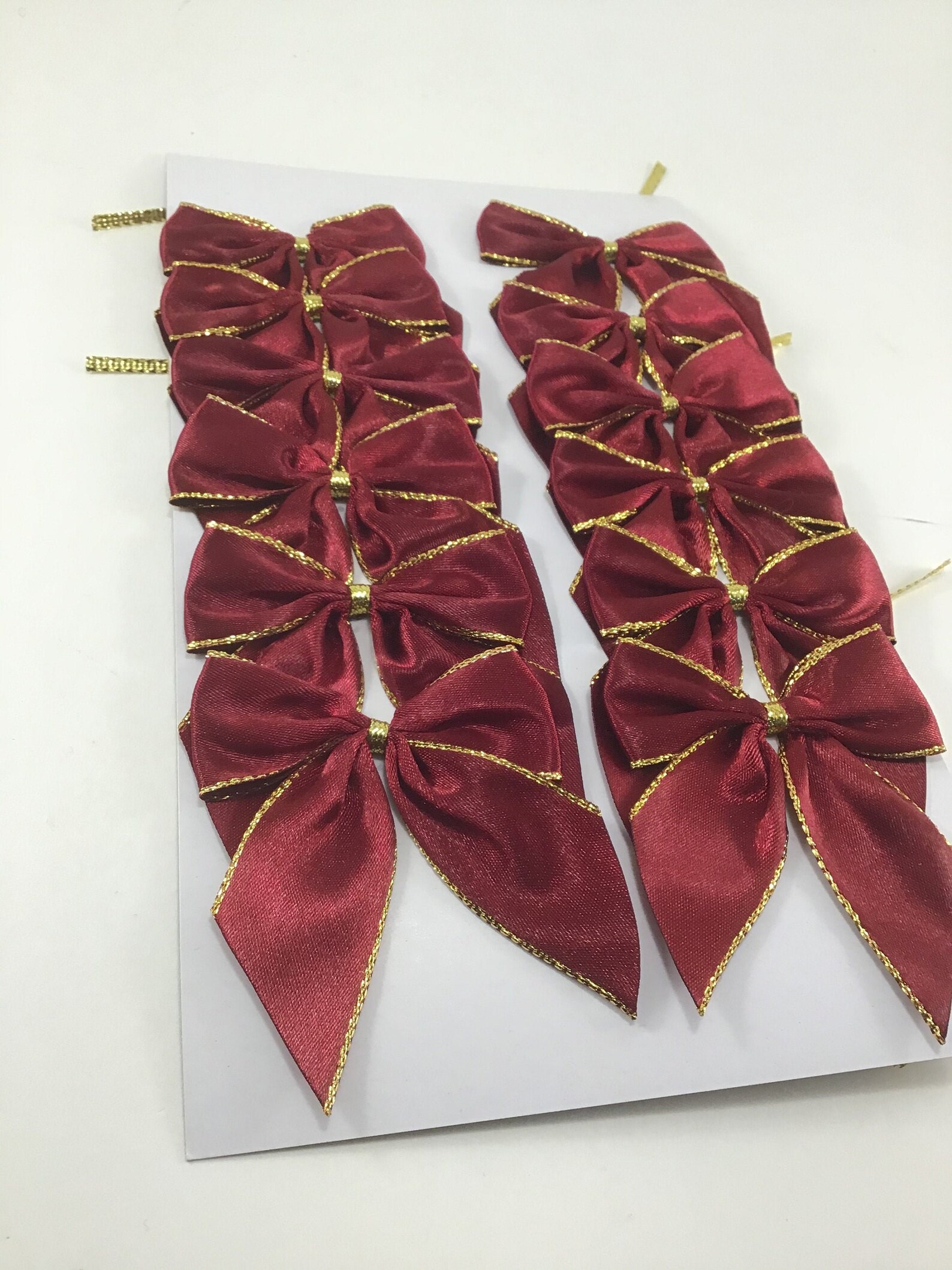 2,2" Bows, 12 Burgundy Satin Bows, Set of 12 Handmade Bows, Christmas ...