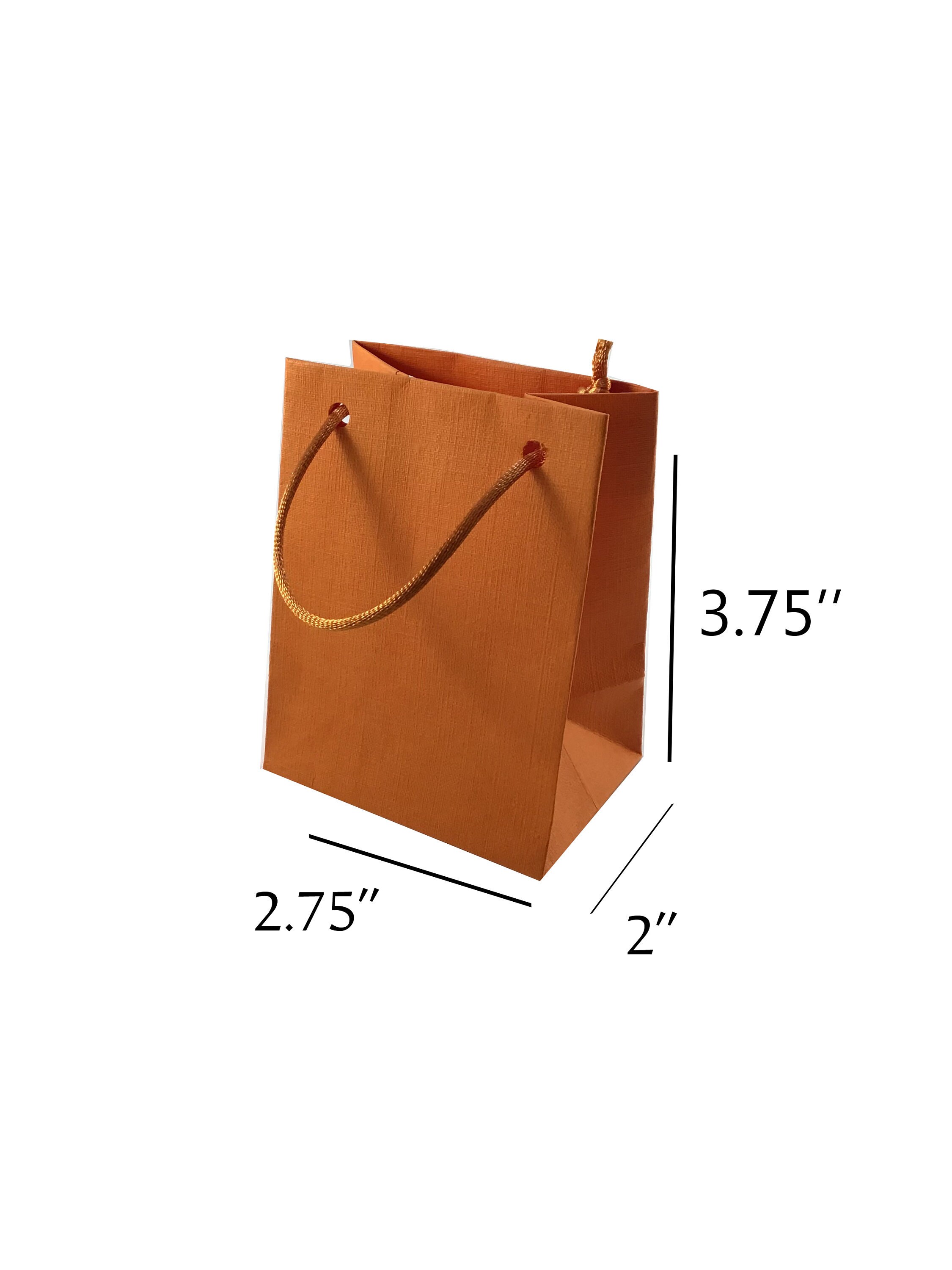 Set of 10 Orange Mini Paper Bag With Rope Handles, Matte Paper Party ...