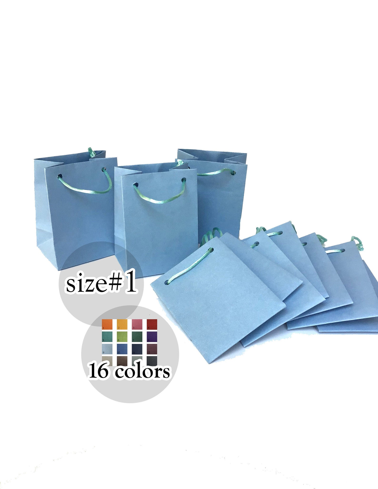 10 Light Blue Mini Paper Bag With Rope Handles Matte Paper - Etsy