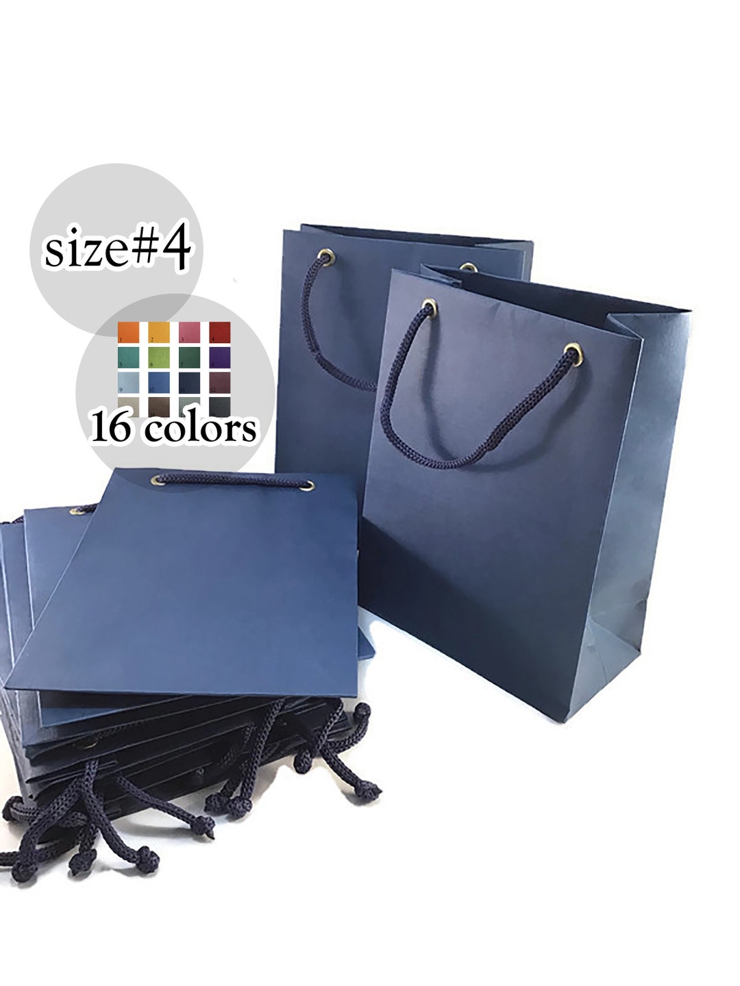 10 Blue Paper Bags With Rope Handles Small Gift Party Bags - Etsy UK