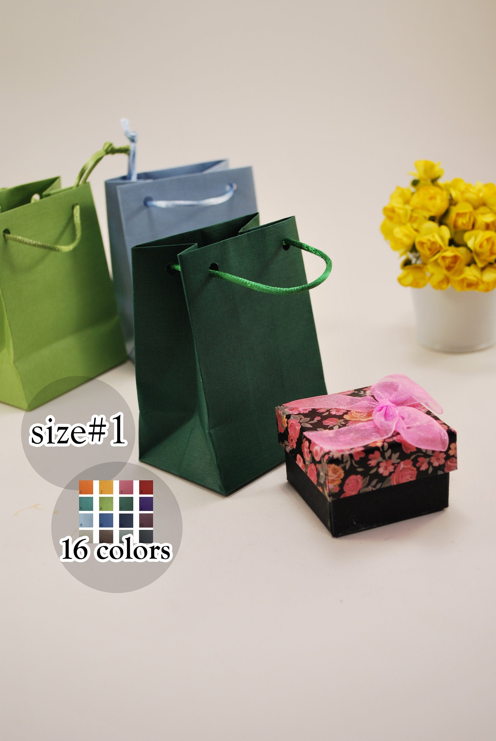 10 Mini Paper Bag With Rope Handles, Matte Paper Party Gift Bags ...