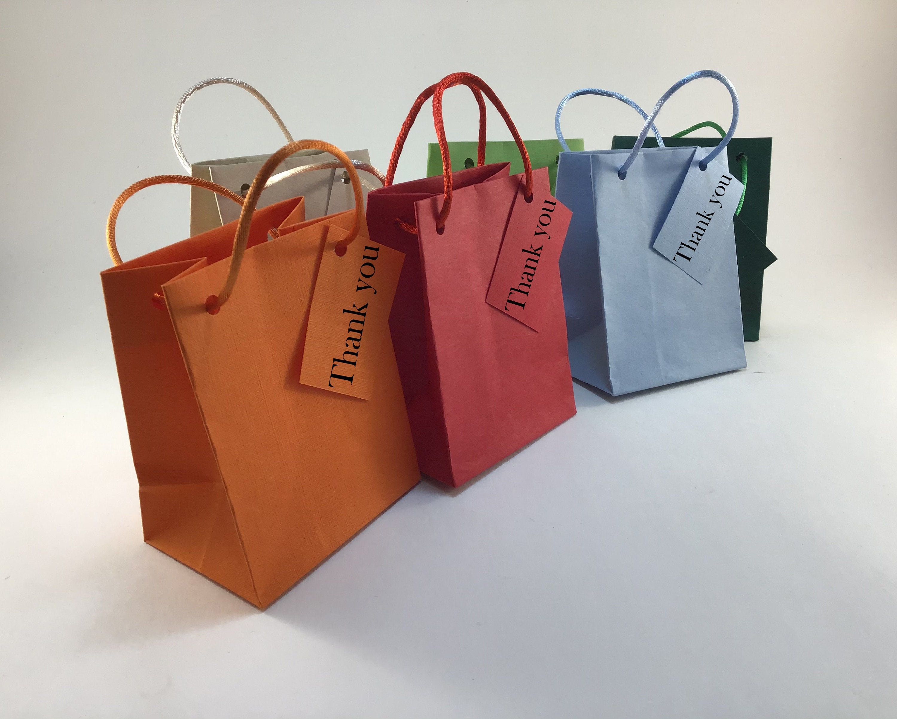 10 Thank You Extra Small Gift Paper Bag With Rope Handles, Matte Paper ...
