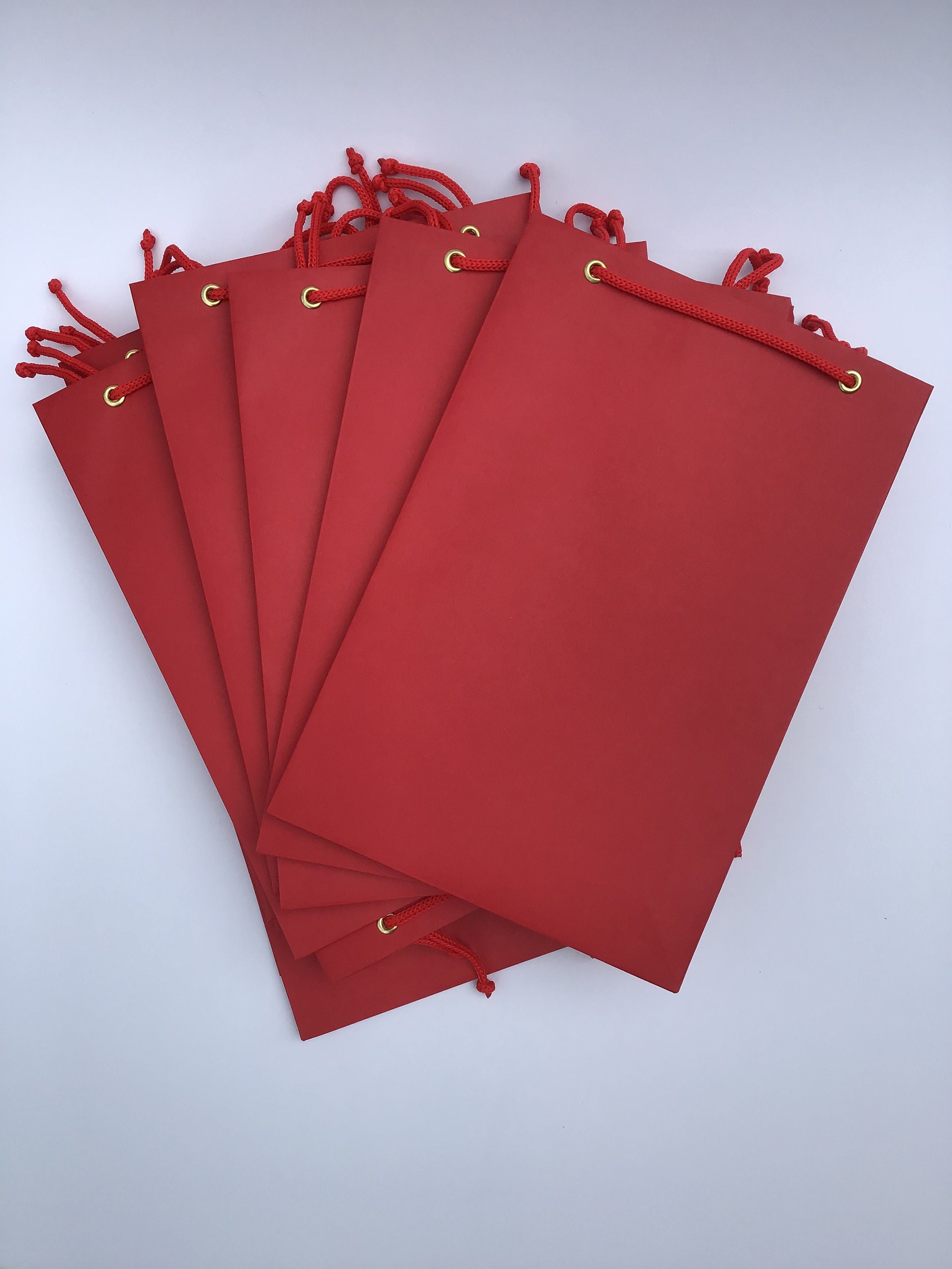 10 red paper bags with rope handles Medium Paper Party Bags | Etsy