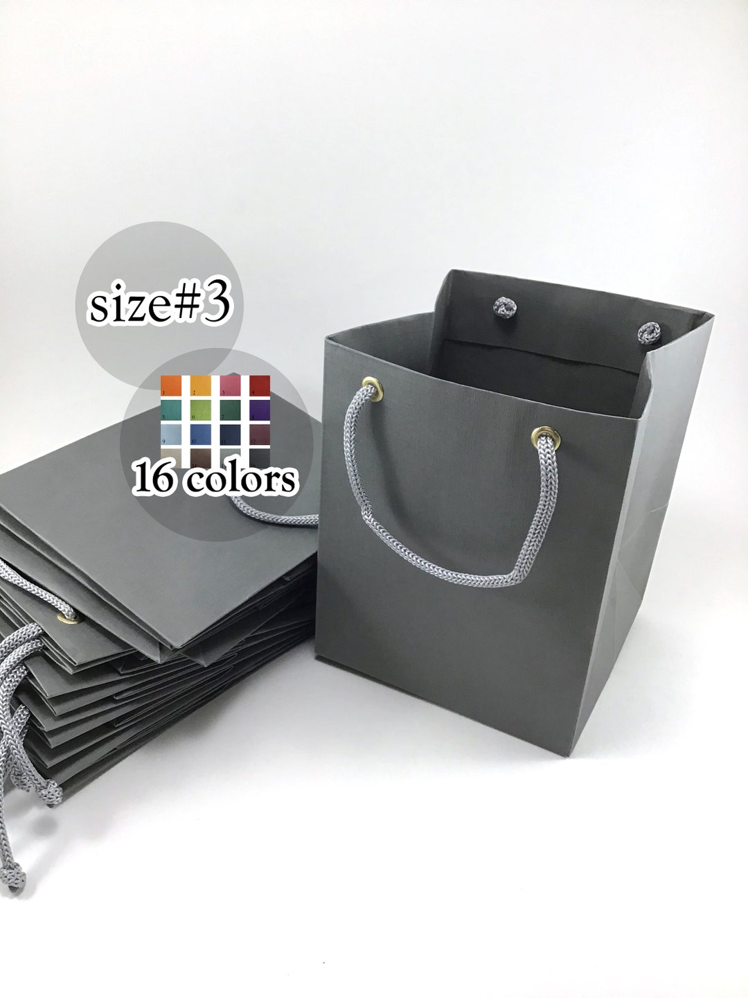 10 Grey Gift Bags Medium Luxury Paper Gift Bags Matte - Etsy