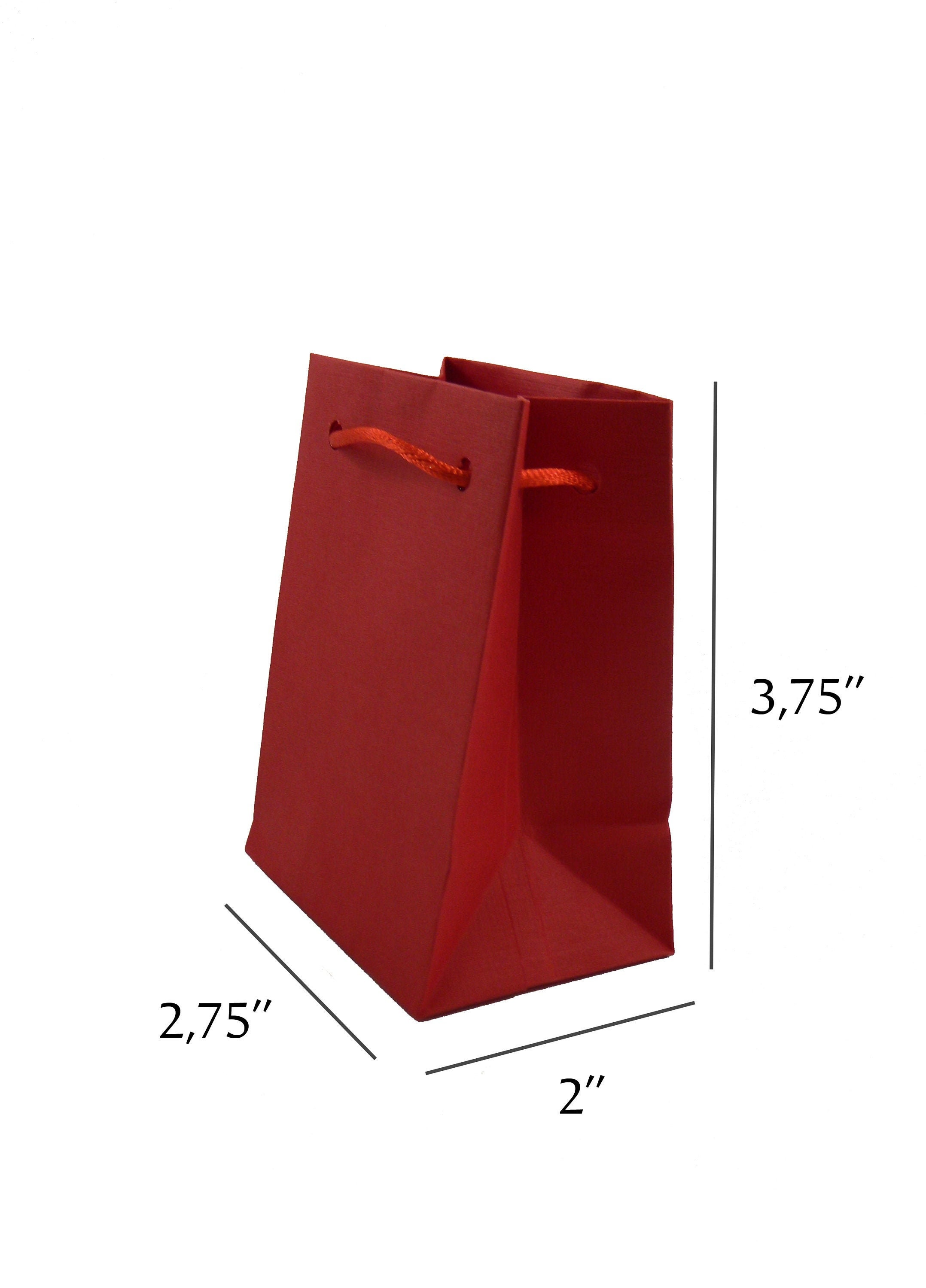 10 Red Extra Small Gift Paper Bag With Rope Handles, Red Matte Paper ...
