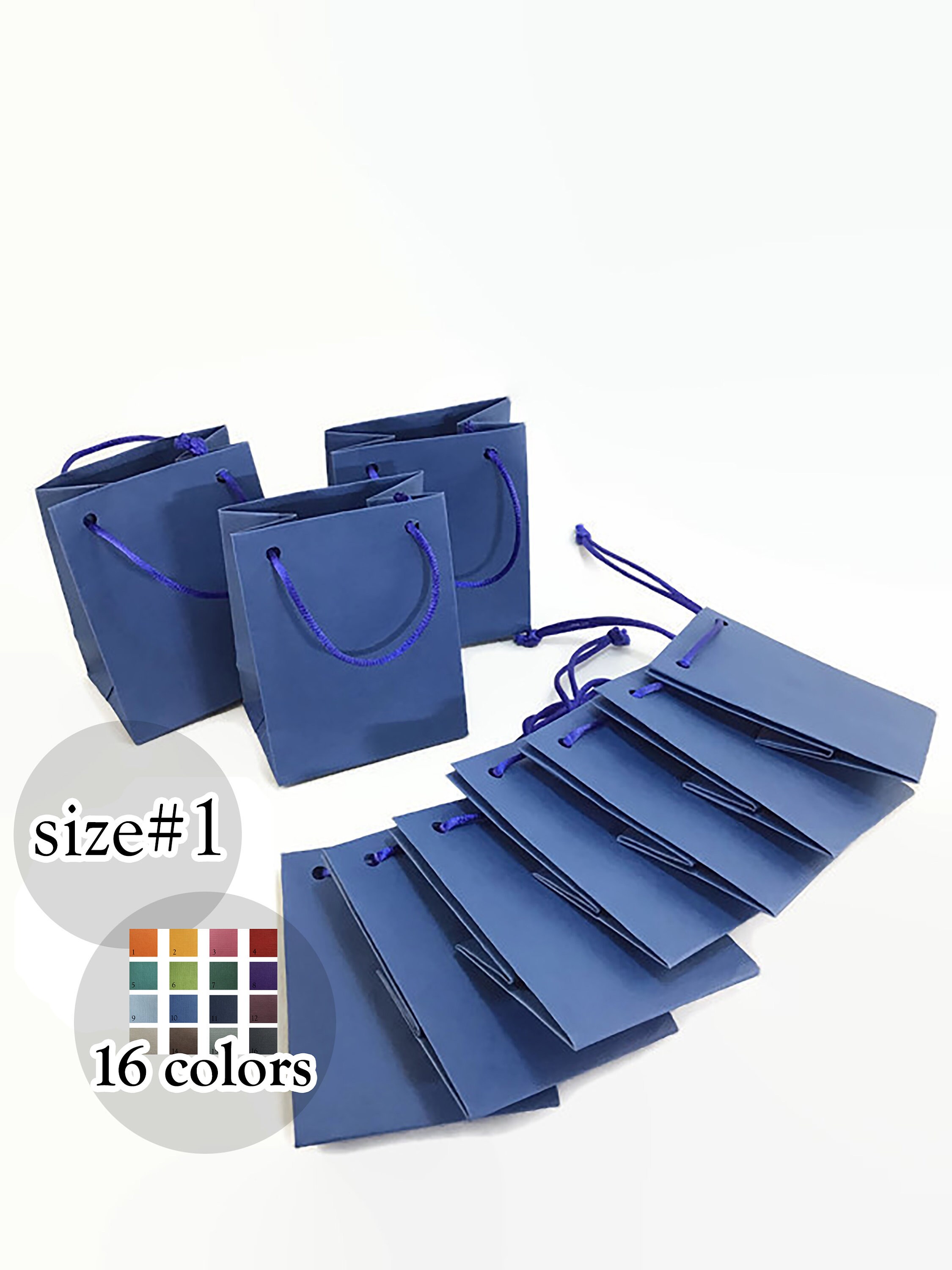 10 Blue Extra Small Gift Paper Bag With Rope Handles Matte - Etsy