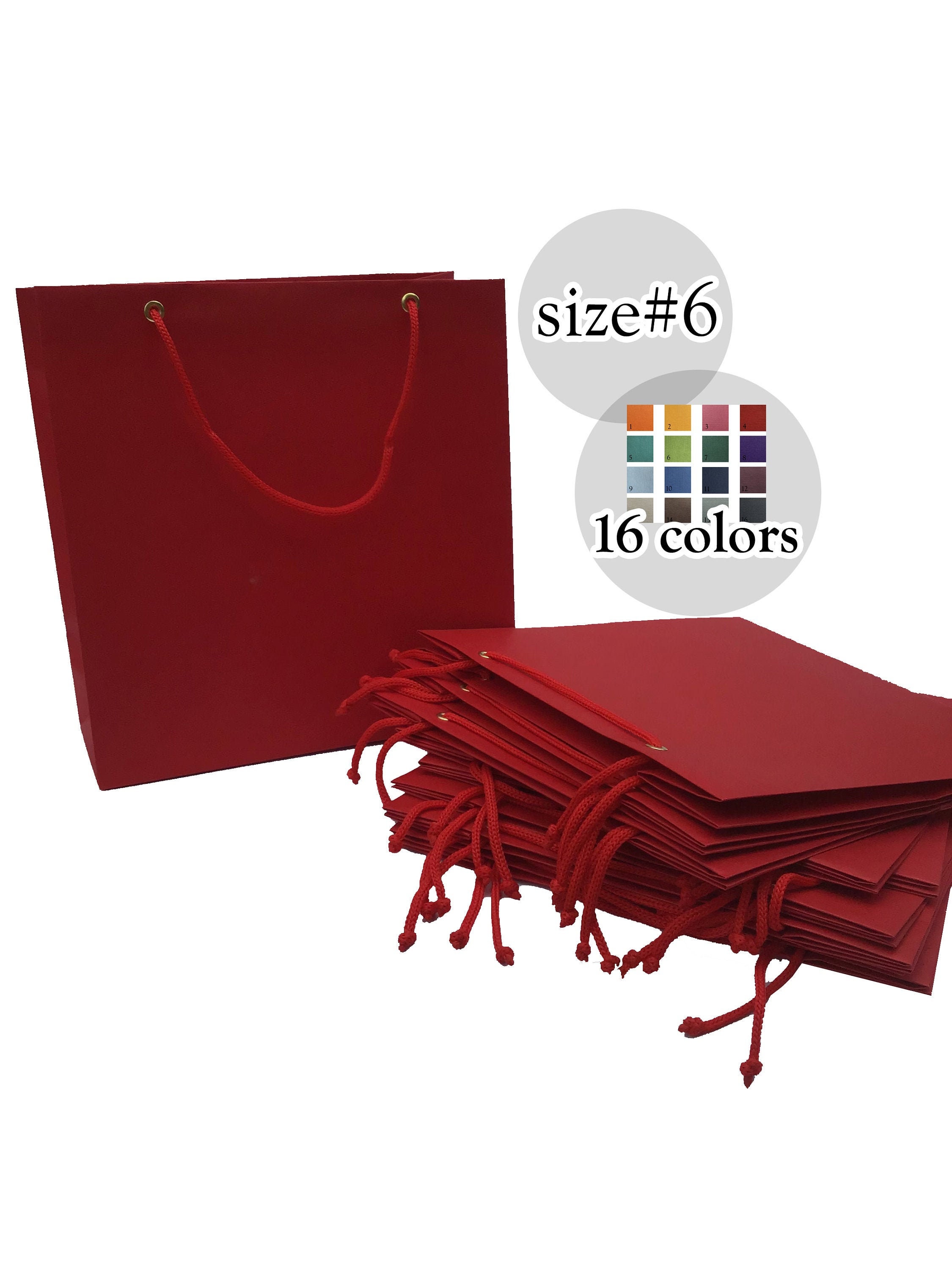 10 red paper bags with rope handles Medium Paper Party Bags | Etsy