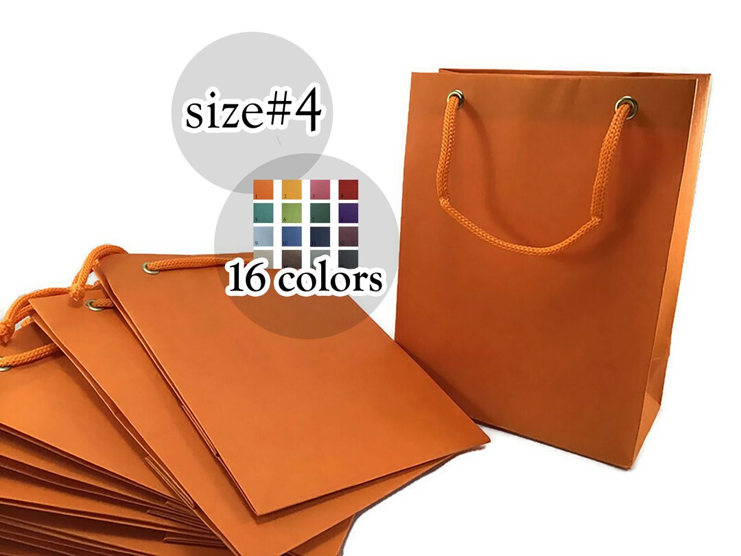 10 Orange Small Paper Bags With Rope Handles, Matte Paper Party Gift ...