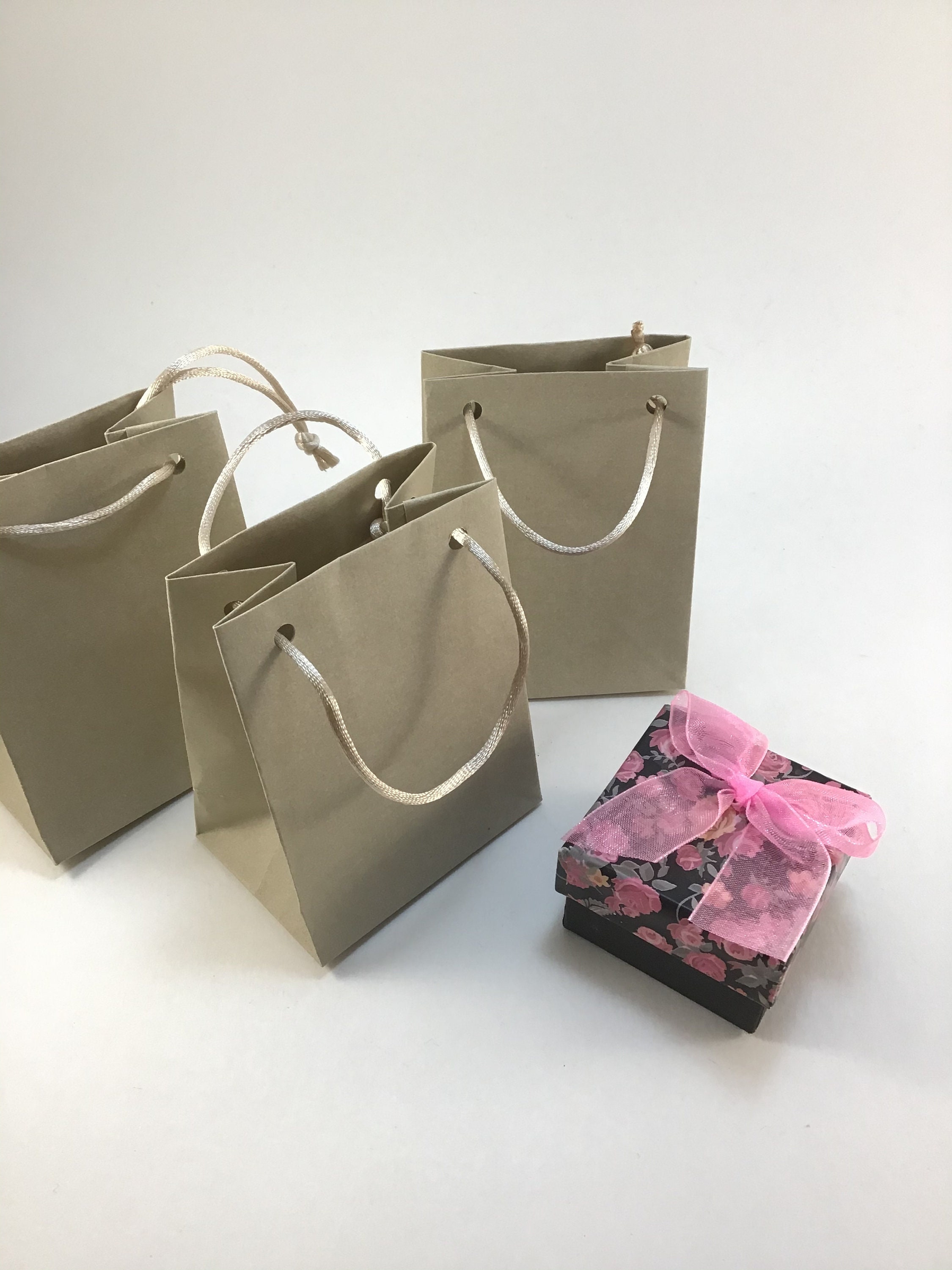 10 Pcs Beige Mini Paper Bag With Rope Handles, Matte Paper Party Gift ...