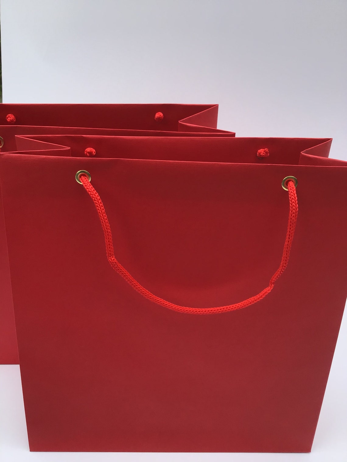 10 Red Paper Bags With Rope Handles Medium Paper Party Bags | Etsy