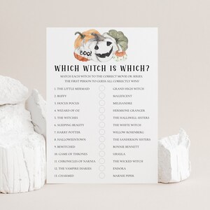 Which Witch Game Printable, Witch Matching Game, Halloween Trivia Game ...