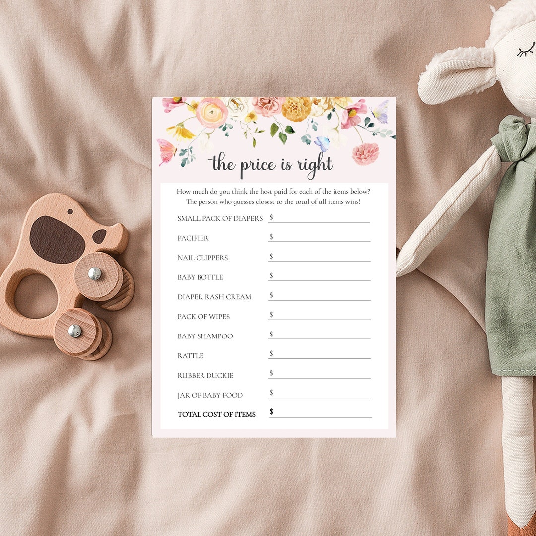 Editable Butterfly the Price is Right, Pink Floral Price is Right ...