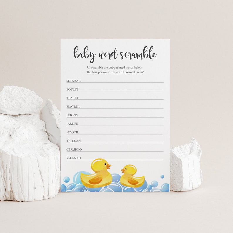 Baby Word Scramble Game Baby Shower Word Match Rubber Duck - Etsy