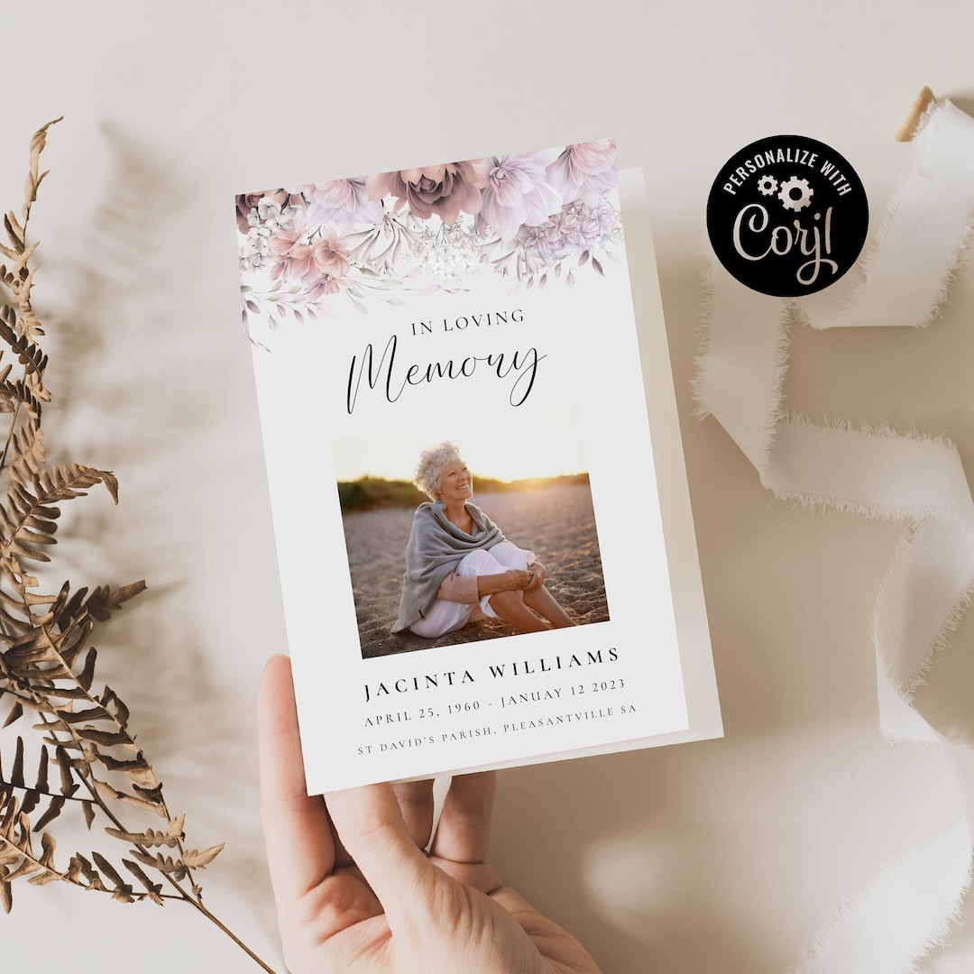 Editable Funeral Program Template, Simple Funeral Program, Lilac ...