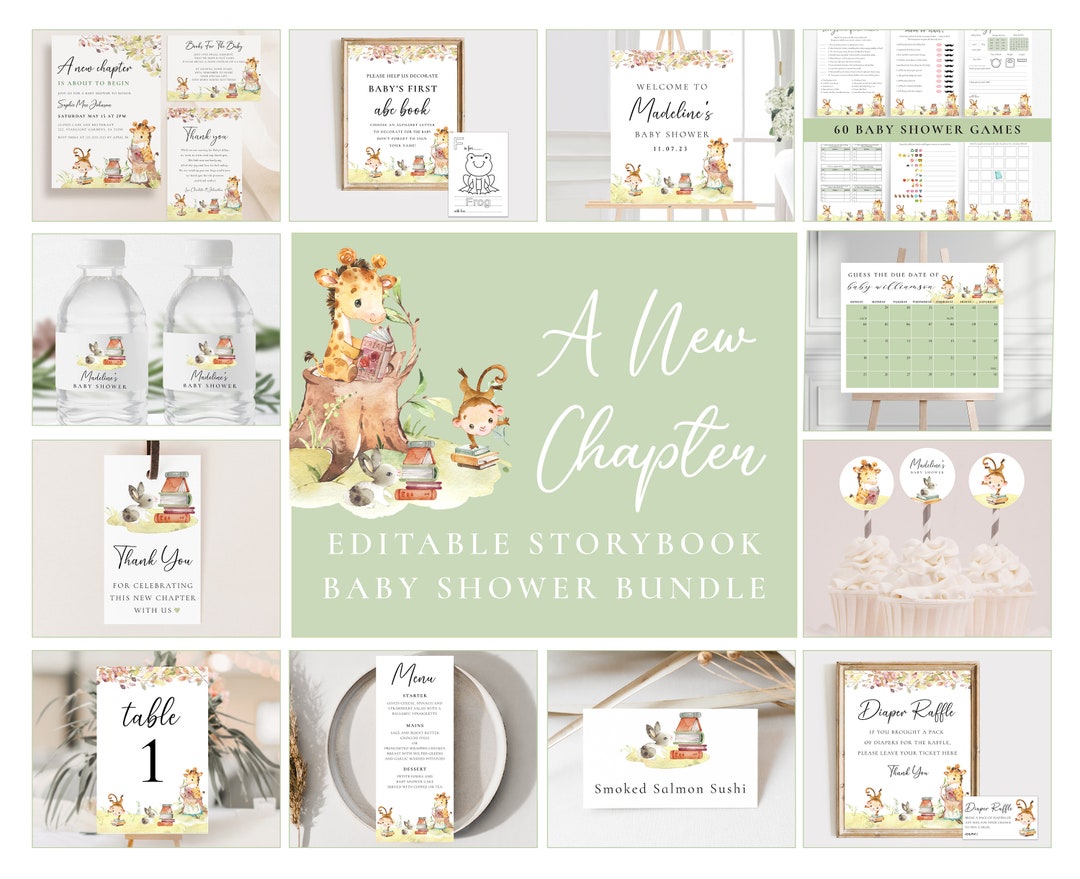 Storybook Baby Shower Bundle, A New Chapter Baby Shower Pack, Fairy ...