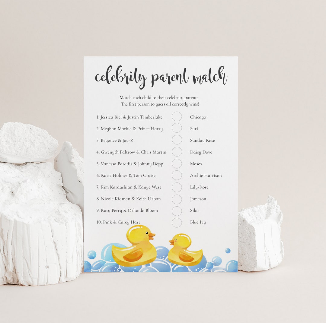 Celebrity Parent Match Game, Celebrity Kids Matching Game, Baby Shower ...