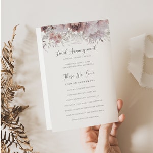 Editable Funeral Program Template, Simple Funeral Program, Lilac ...