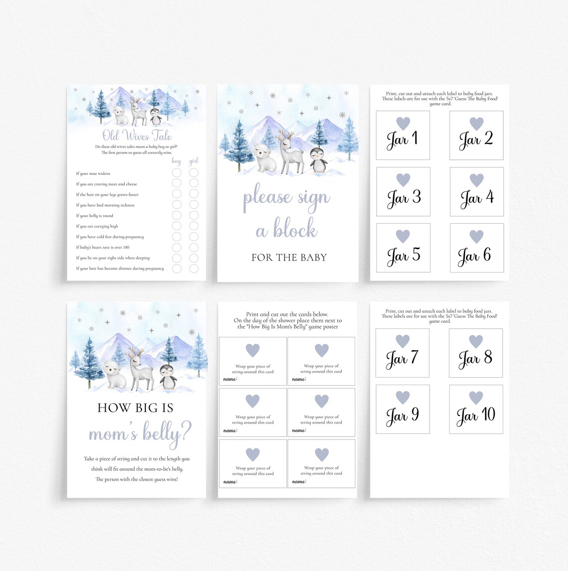 Editable Winter Wonderland Games Bundle Baby Shower Games | Etsy