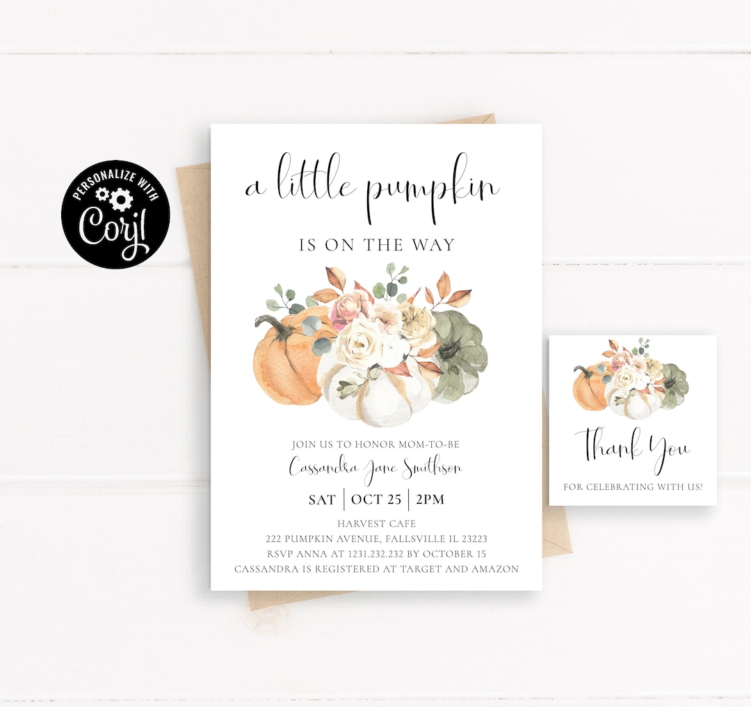 Little Pumpkin Baby Shower Invite, Fall Shower Invitation, Halloween ...
