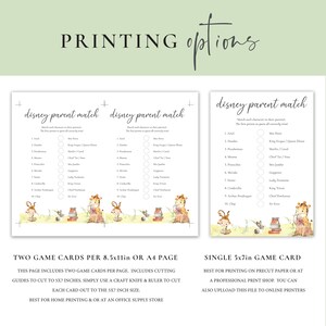 Movie Parent Match Game, Children's Movie Trivia Game, Baby Shower ...