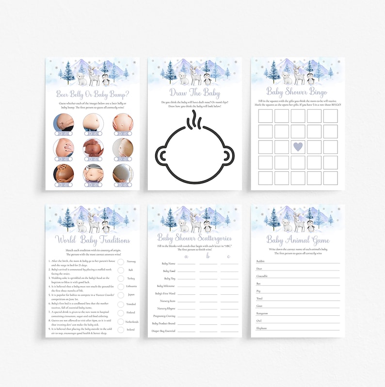 Editable Winter Wonderland Games Bundle, Baby Shower Games Pack ...